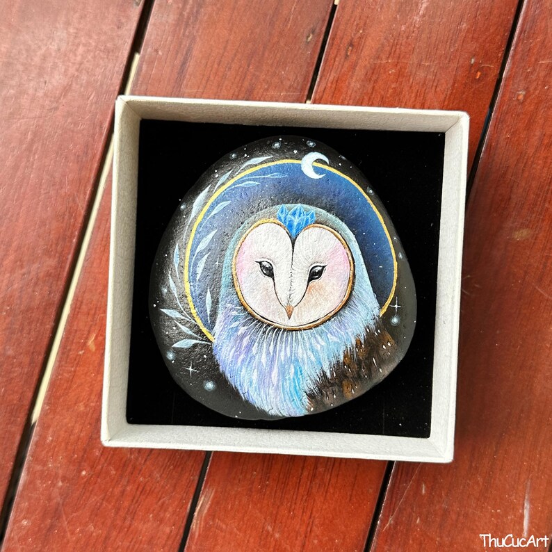 Hand-painted Owl Pebble Art, Unique Stone Painting, Nature Inspired ...