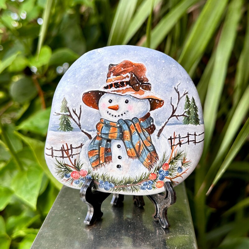 Painted Snowman Rocks - Etsy