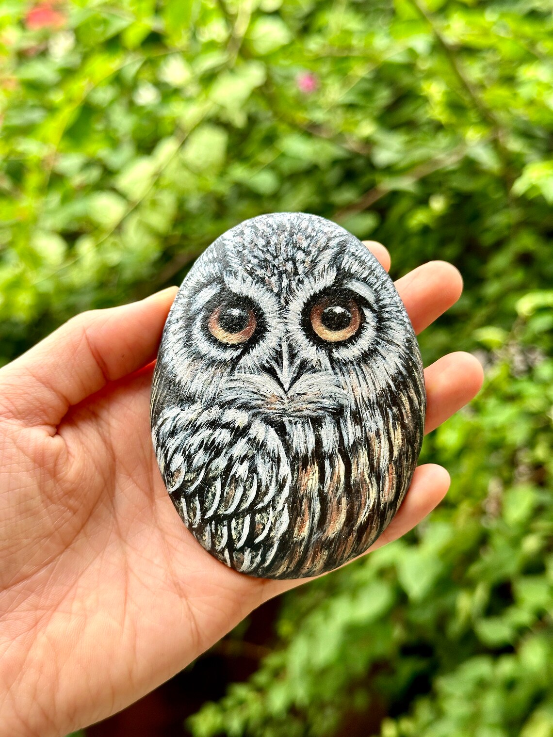 Hand-painted Eurasian Eagle Owl Pebble | Nature Art Decor, Forest Art ...