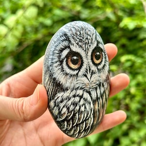 Hand-painted Eurasian Eagle Owl Pebble | Nature Art Decor, Forest Art ...