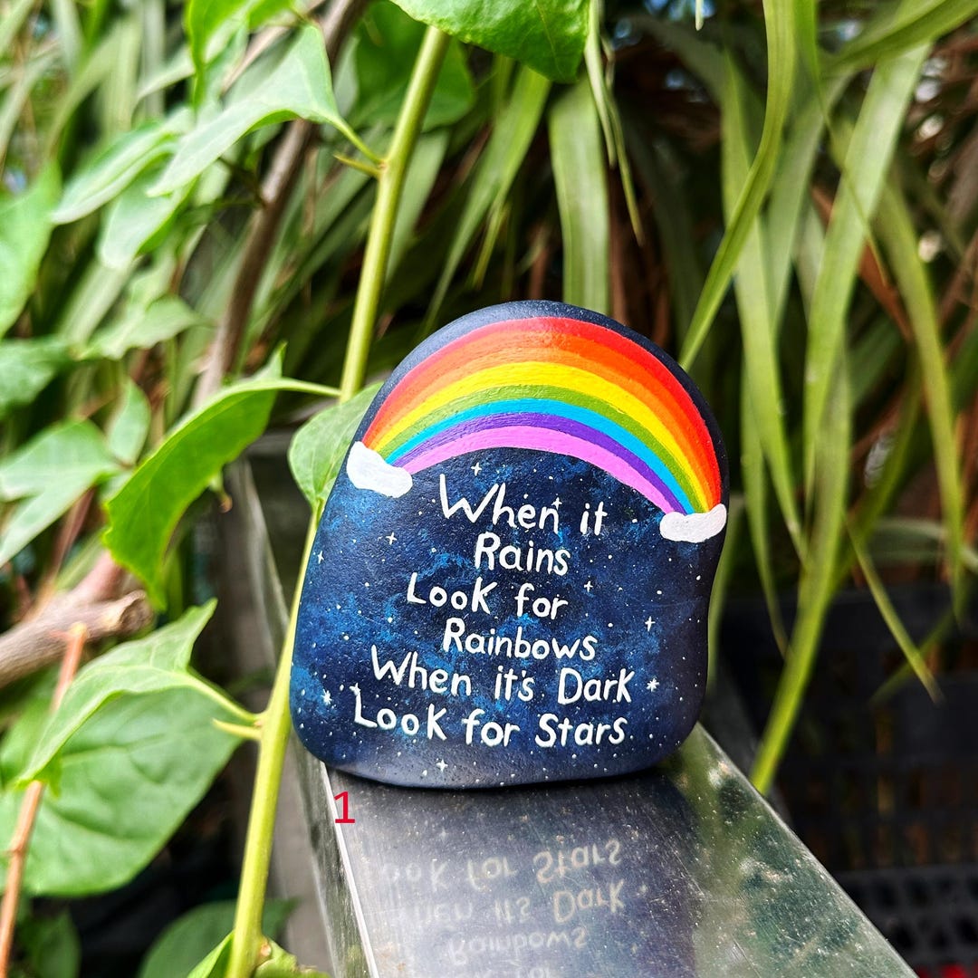 Personalized Rainbow Memorial Rock, Hand-painted Sympathy Gift, Garden ...