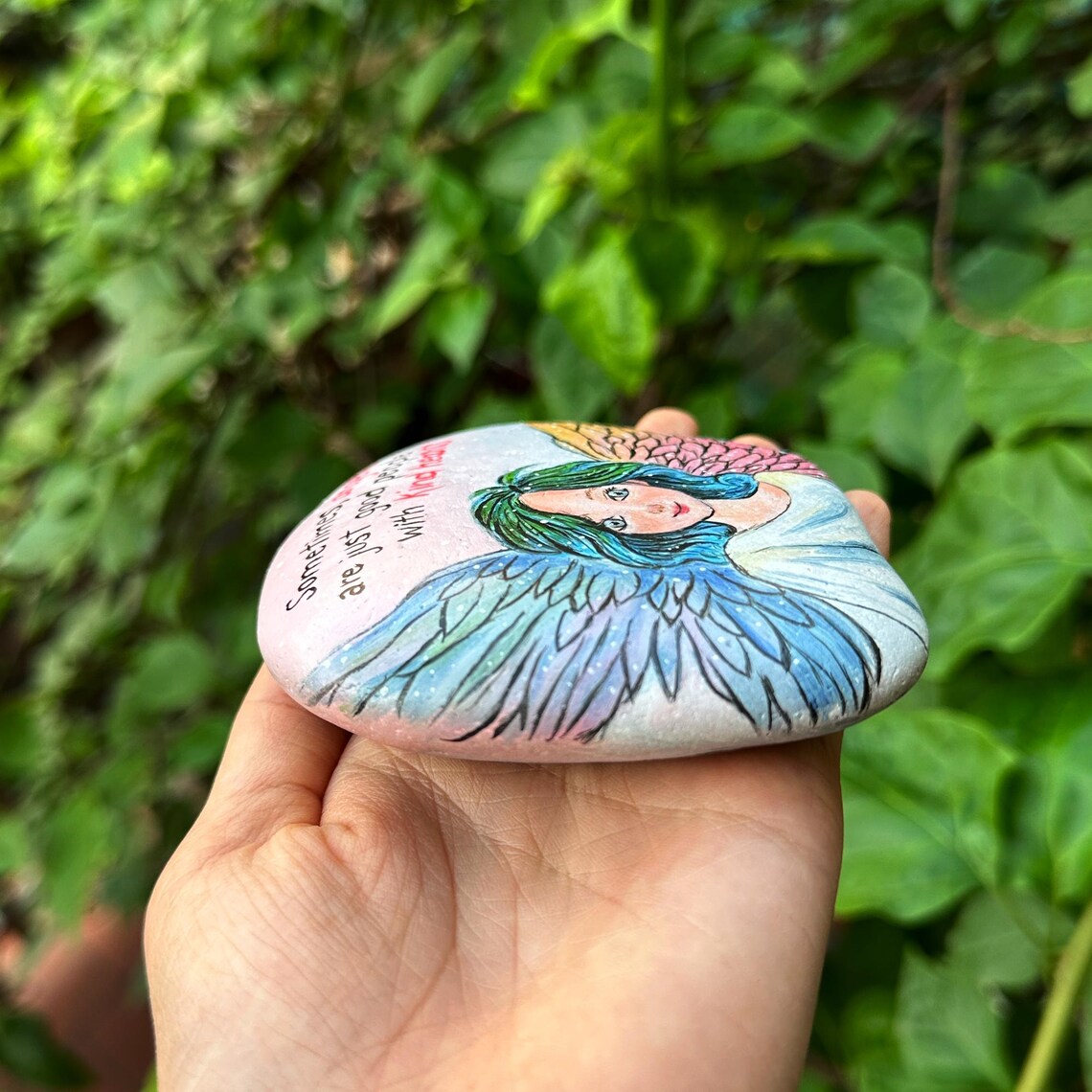 Angel Painted Rock | Kind Hearts Message Gift, Home Decor, Angel Art - Etsy