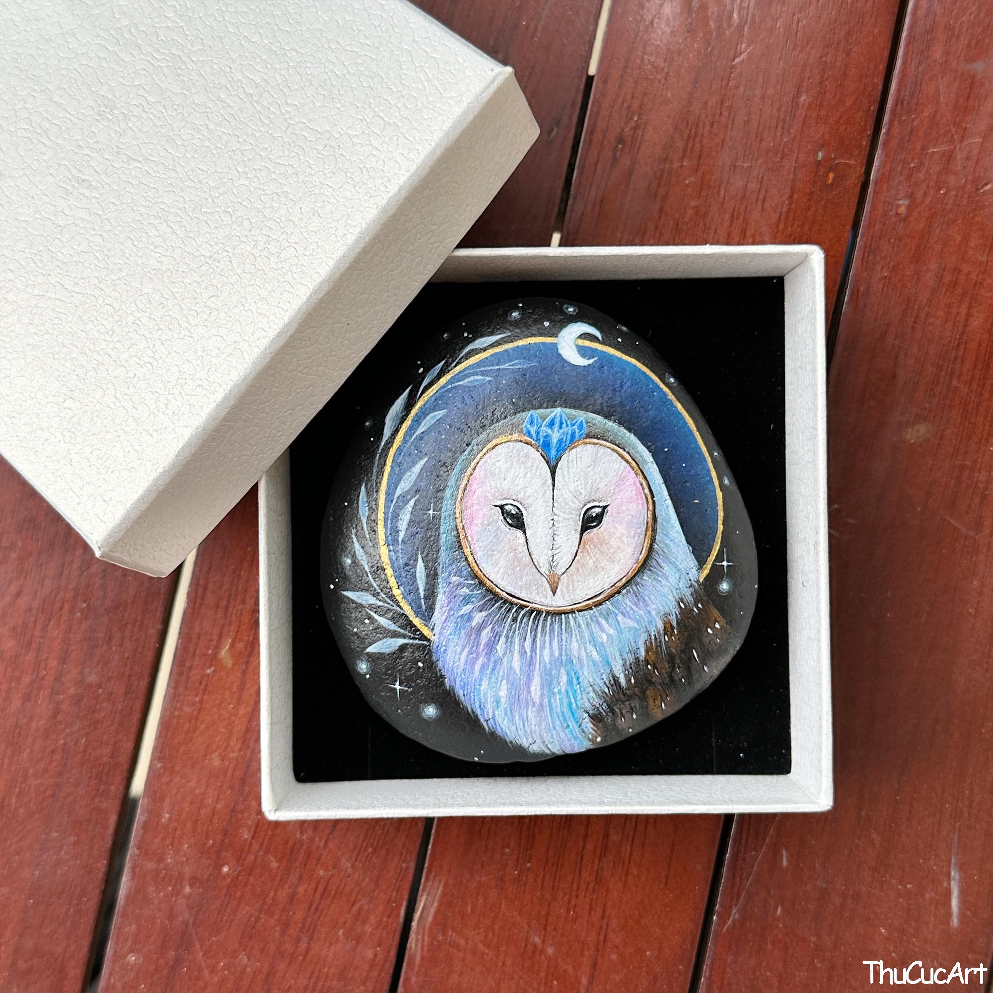 Hand-painted Owl Pebble Art, Unique Stone Painting, Nature Inspired ...