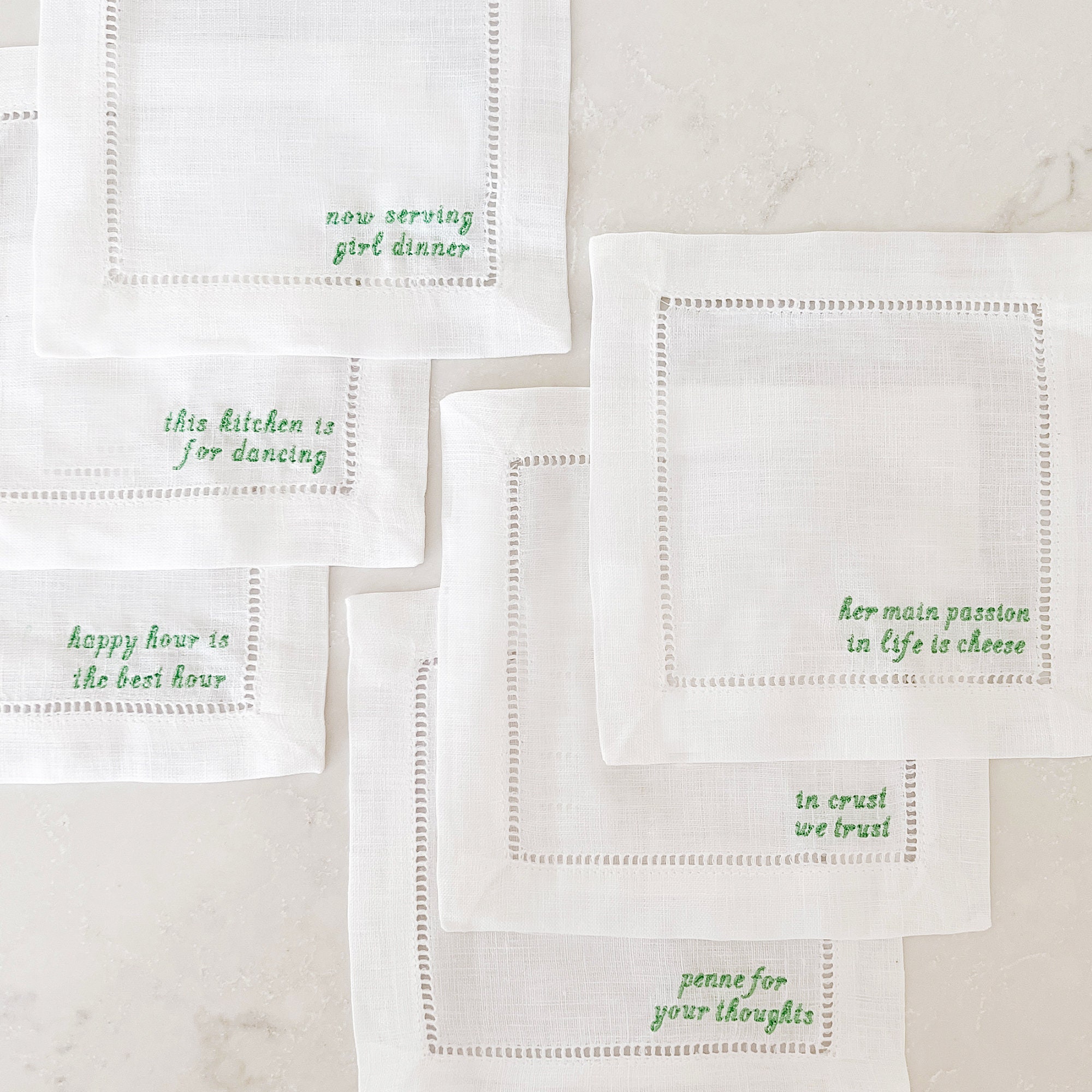 Embroidered Cocktail Napkins With Cute Food Puns set of 4 - Etsy