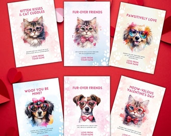 18 Instant Download Puppy Printable Valentine's Day Cards, Classroom ...