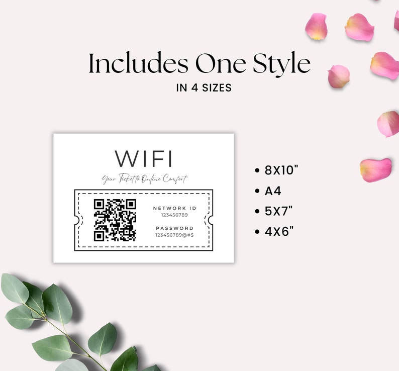 Editable Minimalist Wifi Password Sign With QR Code - Etsy