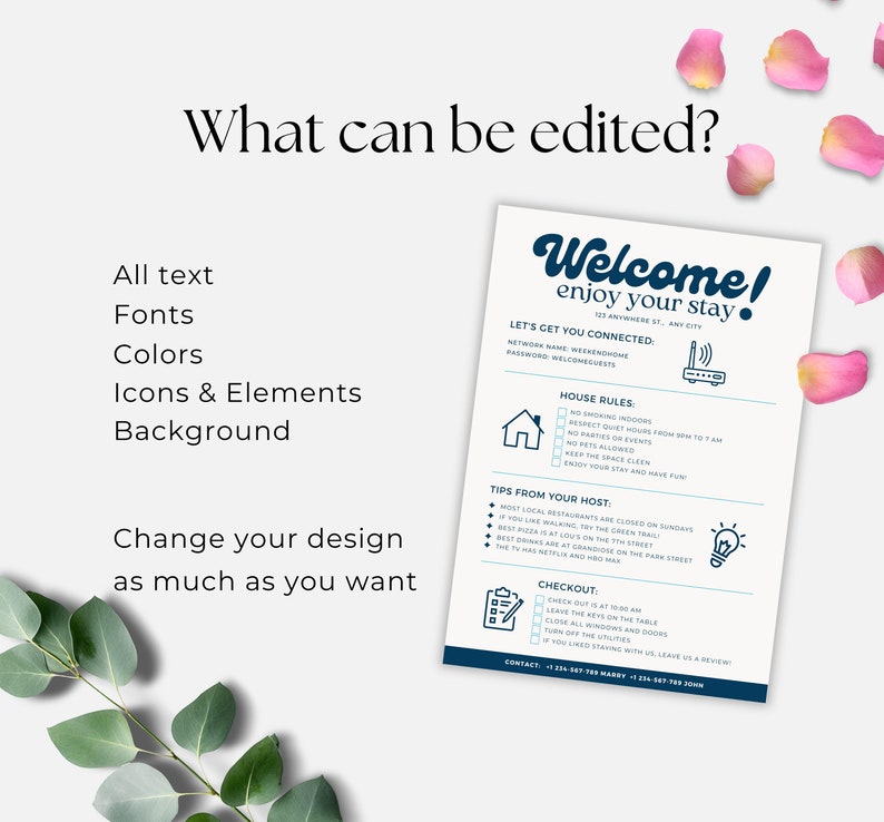 Editable Airbnb Welcome Sign Template: House Rules, Wifi (digital ...