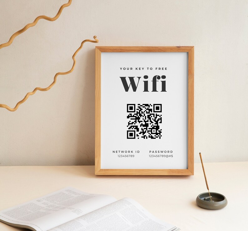 Minimalist QR Code Wifi Sign Template - Etsy