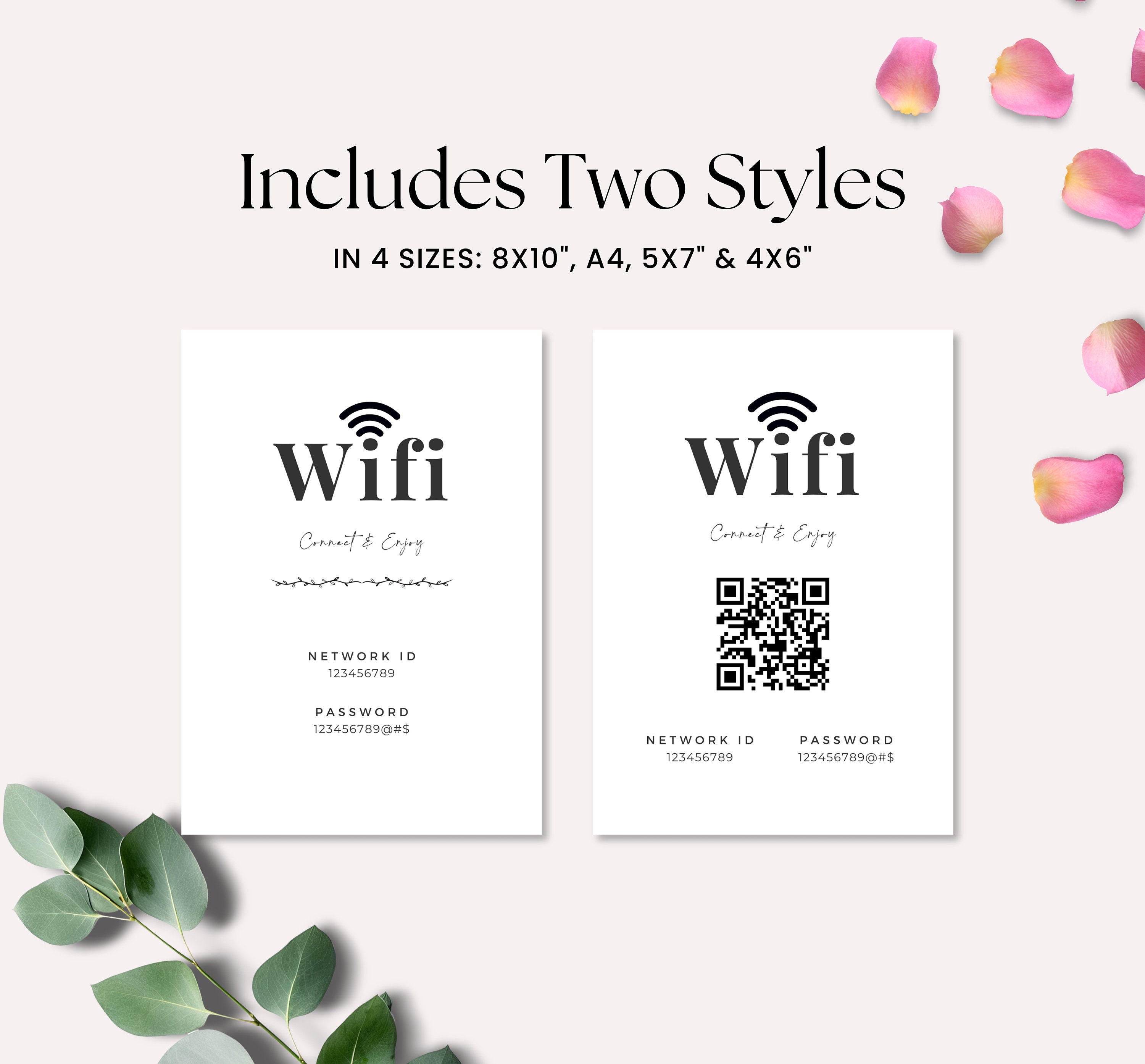 Minimalist Wifi Password Sign With QR Code - Etsy