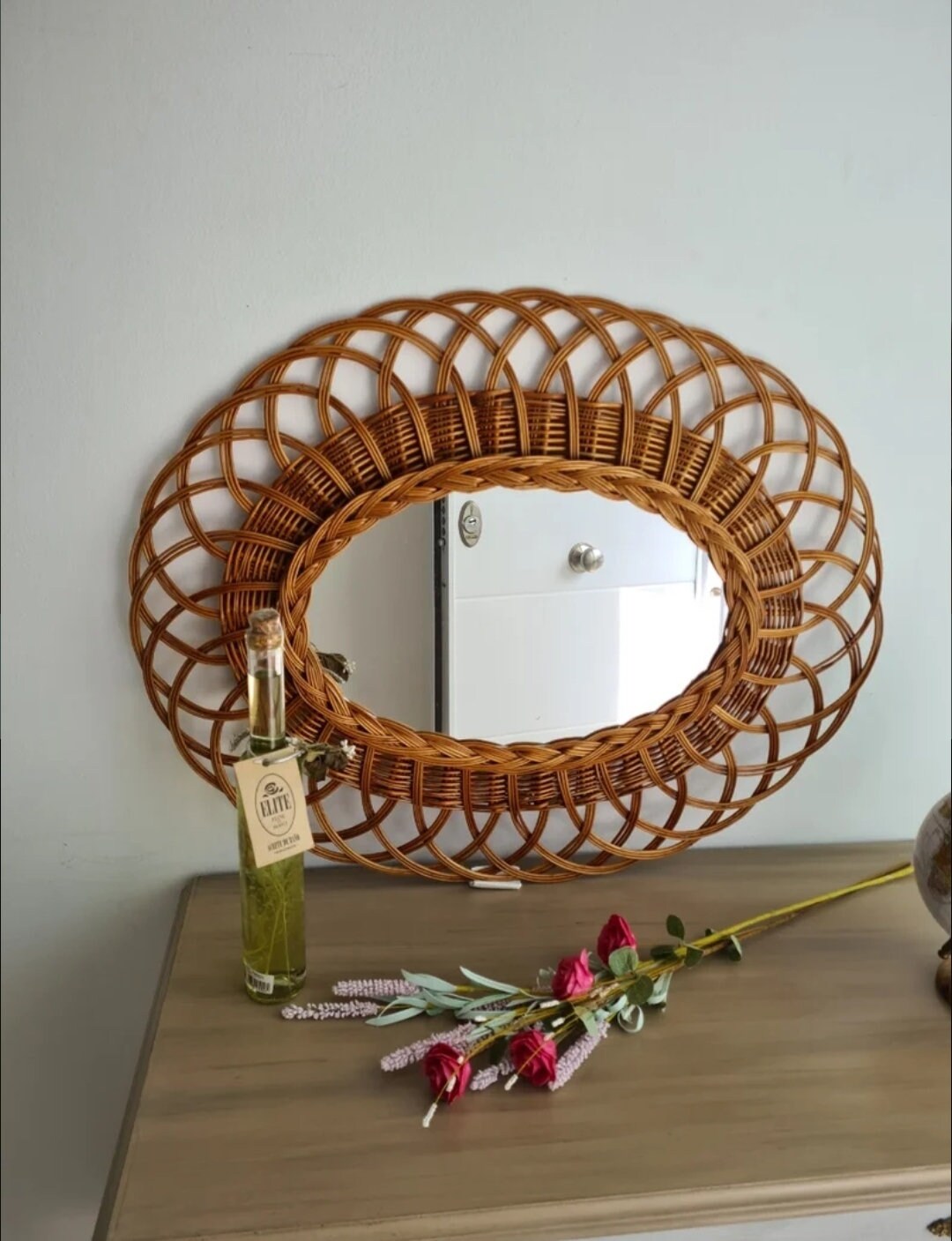 Wicker Mirror "flower" D50cm - Etsy