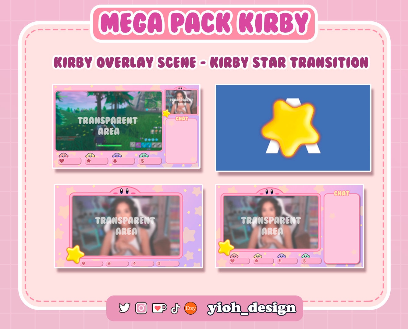 MEGA PACK KIRBY Theme Streaming / Twitch Animated Stream Screen, Overlay, Webcam Overlay ...