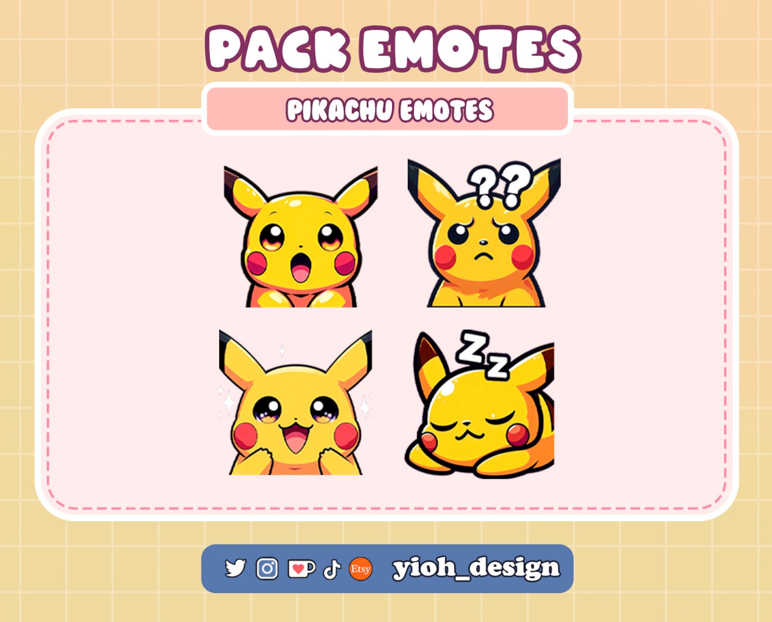 12 Pikachu Emotes Twitch Pokemon / Youtube / Discord / Kick / Twitch - Etsy