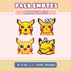 12 Pikachu Emotes Twitch Pokemon / Youtube / Discord / Kick / Twitch - Etsy