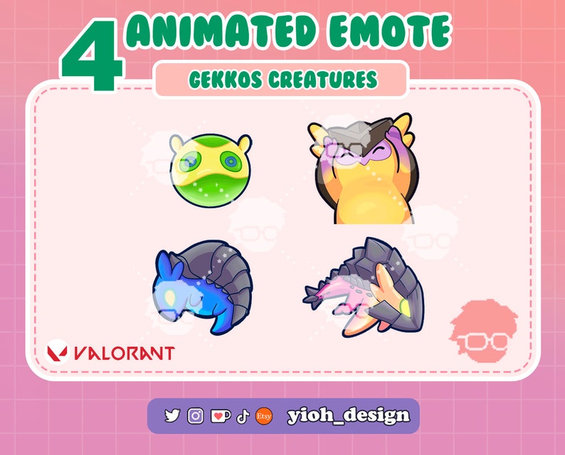 4 Animated Emote Gekko's Creature / Mosh Wingman Dizzy Trash / Animated ...