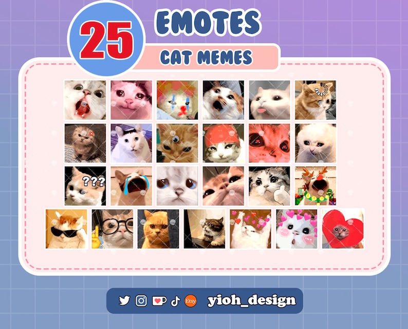 25 Cat Memes Emotes Stickers Gatos Neko Twitch/youtube/discord / Kick ...