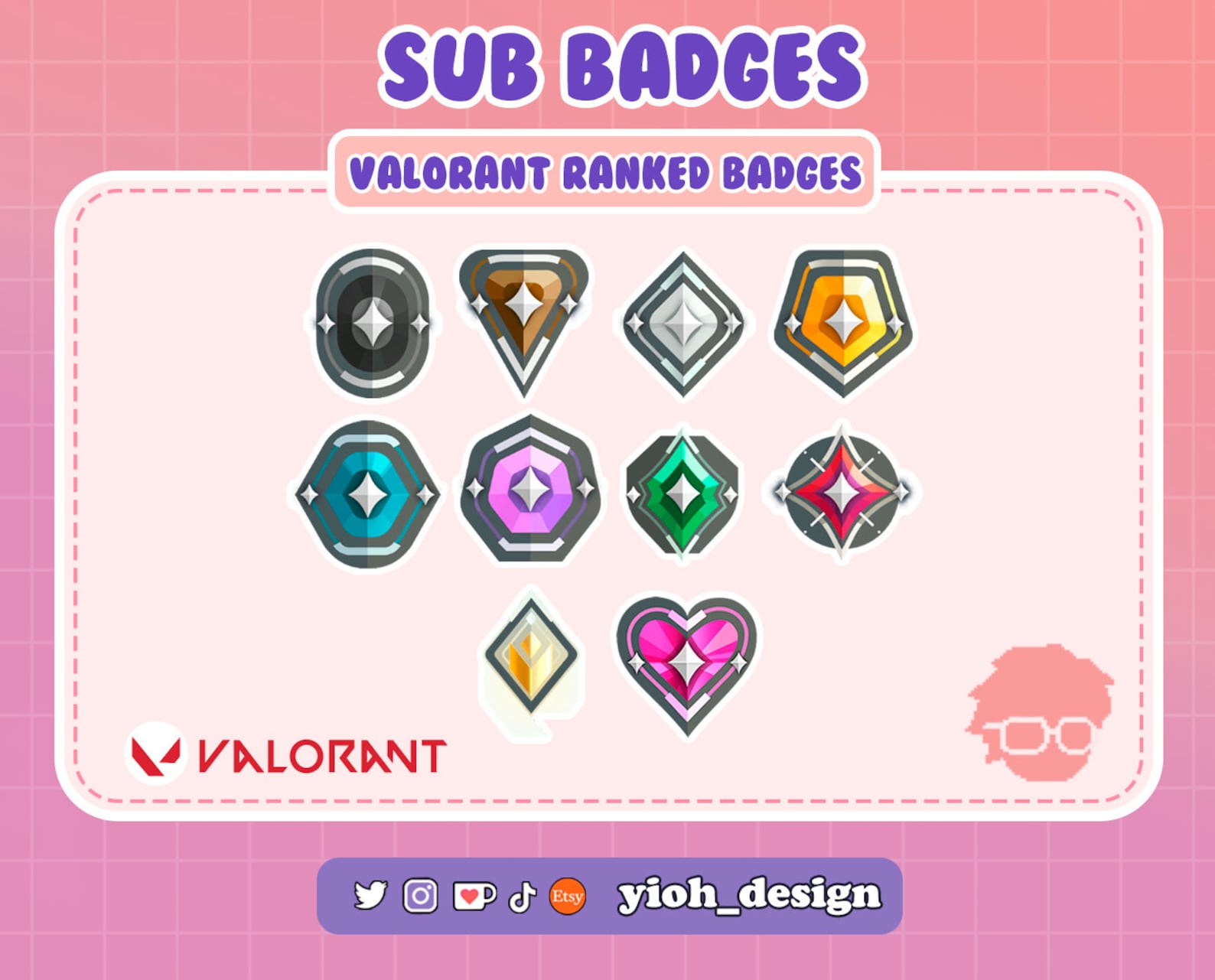 10 Valorant Ranked Badges Sub Badges Twitch / Youtube / Discord / Bits ...