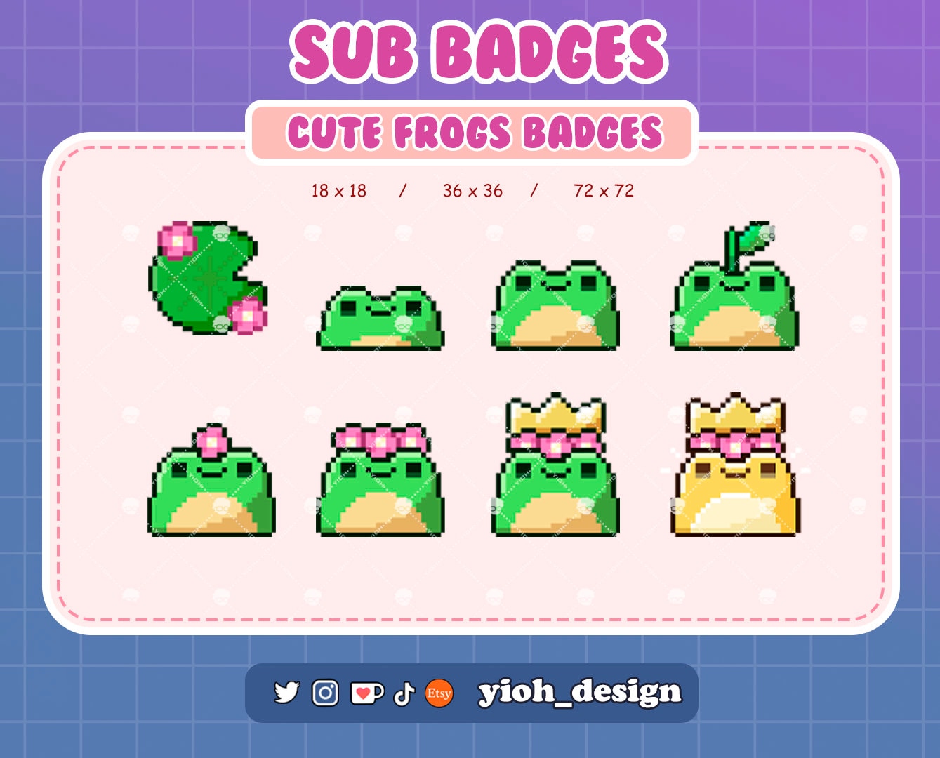 8 Cute Frogs Frog Sub Badges Pixel Art Twitch / Youtube / Discord ...