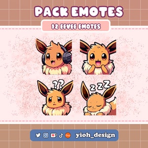 12 Eevee Emotes Twitch Pokemon / Youtube / Discord / Kick / Twitch - Etsy