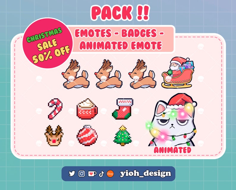 Christmas Pack Emotes Animated Emote and Badges Christmas Pack Twitch ...