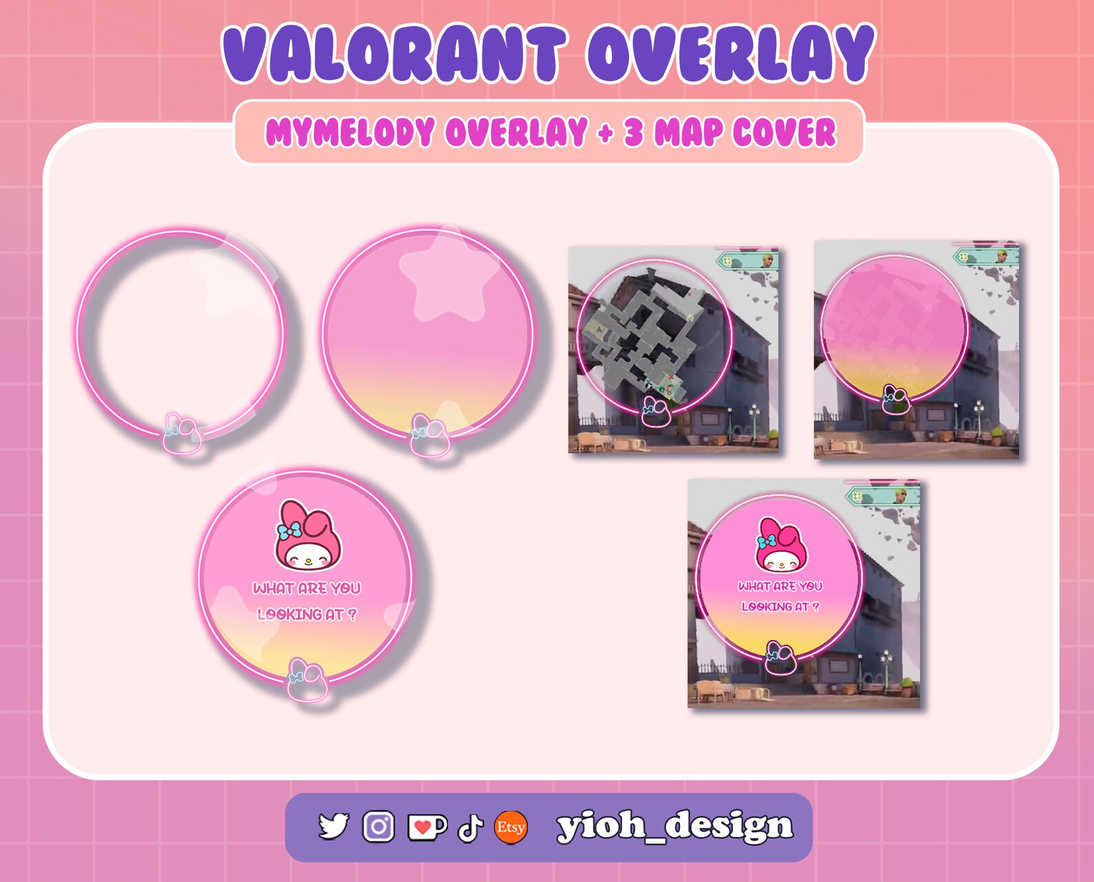 Mymelod Pink Valorant Overlay + 3 Map Cover / HUD Valorant Game / Pink ...