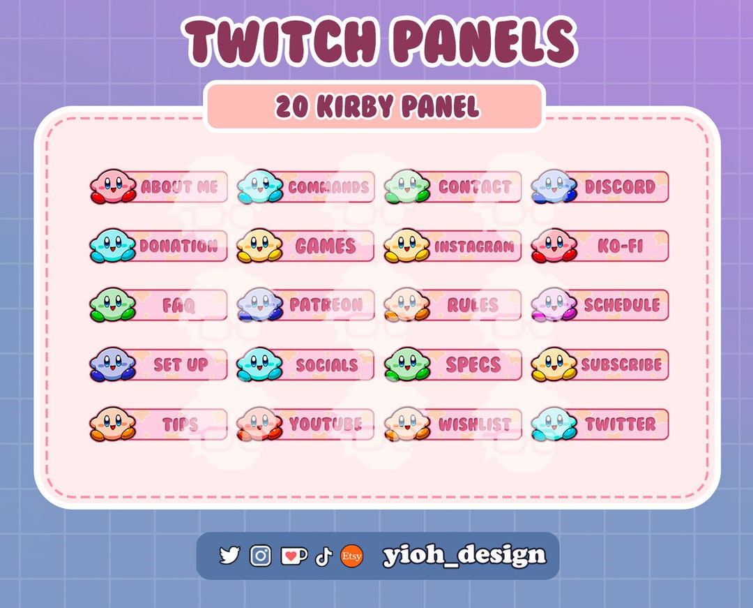 20 Kirby Panels for Twitch, Cute, Profile Panels - Etsy
