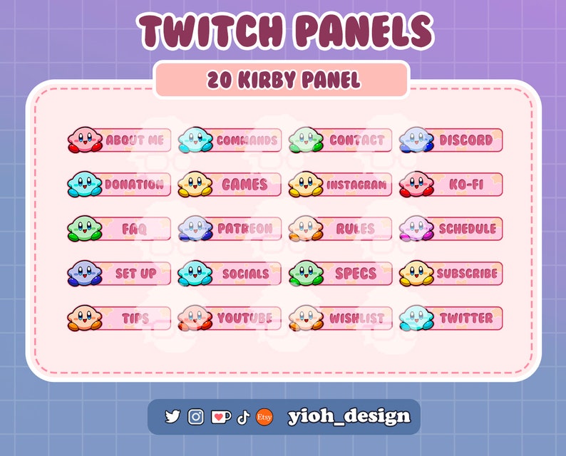 20 Kirby Panels for Twitch, Cute, Profile Panels - Etsy