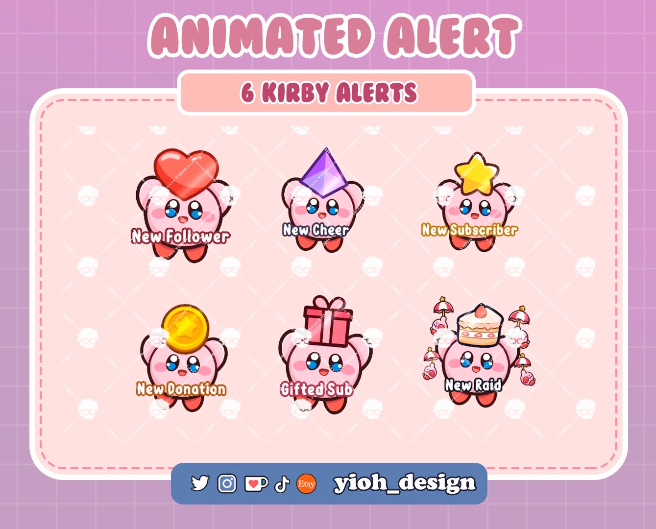 Kirby Alerts - 6 Cute Twitch Alerts / Follower / Subscriber / Donate ...