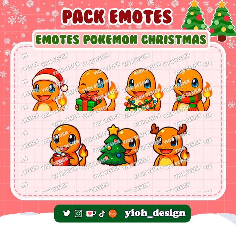 33 Christmas Pokémon Emotes Twitch Pokemon / Youtube / Discord / Kick ...