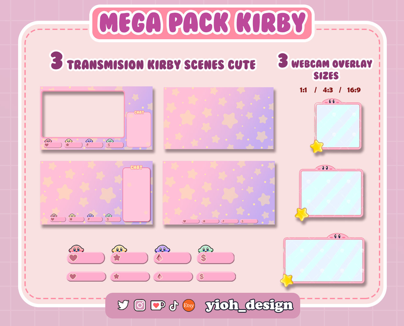 MEGA PACK KIRBY Theme Streaming / Twitch Animated Stream Screen ...