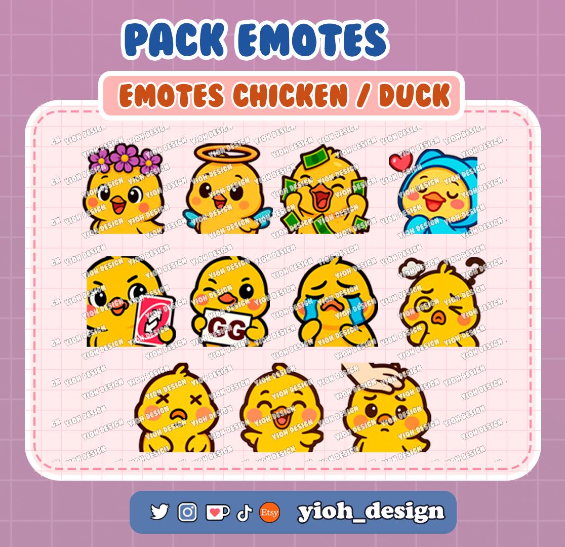 35 Chicken / Duck Emotes Pack – Twitch, Discord, Youtube – Cute ...