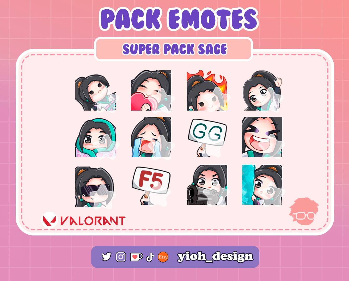 Super Pack Emotes 12 Sage Valorant Emotes Pocket Sage / Twitch ...