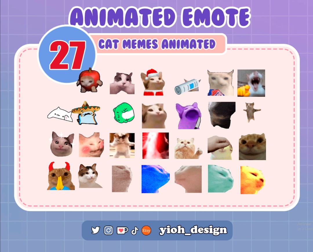 27 Cat Memes Animated Emotes Stickers Gatos Neko Twitch / Youtube ...