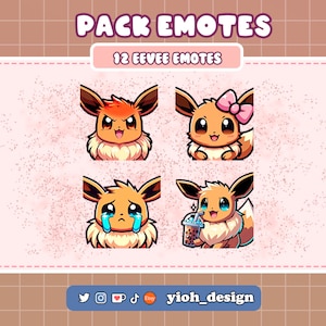12 Eevee Emotes Twitch Pokemon / Youtube / Discord / Kick / Twitch - Etsy