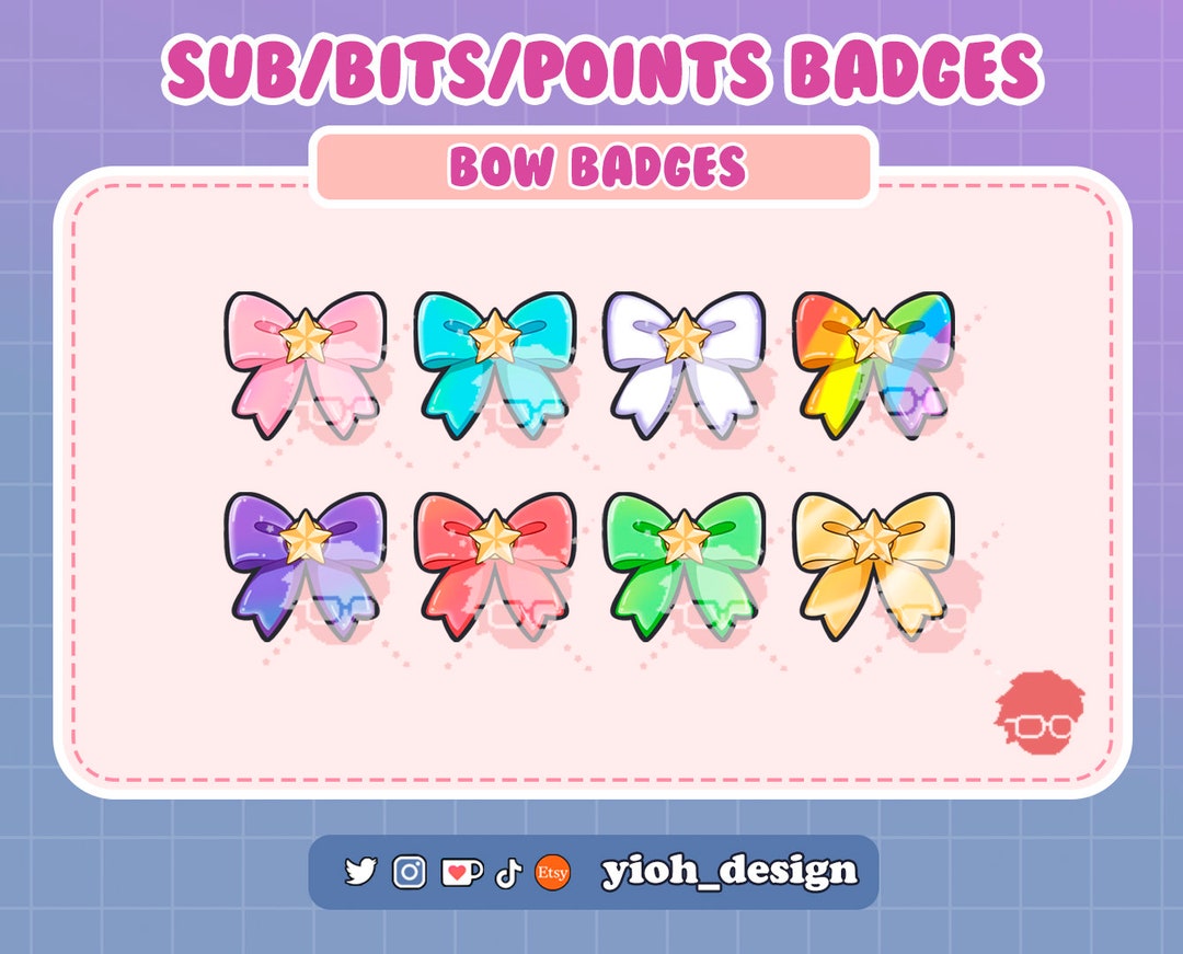 8 Coquette Bow Badges Sub Badges Twitch/youtube/discord / Bits Badges ...