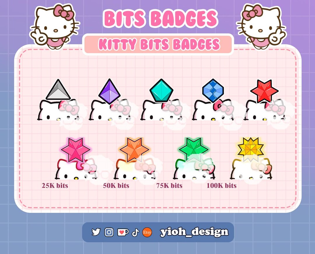 Kitty Hi Bits Badges - Cute Twitch Bits Badges / Bits / Twitch ...