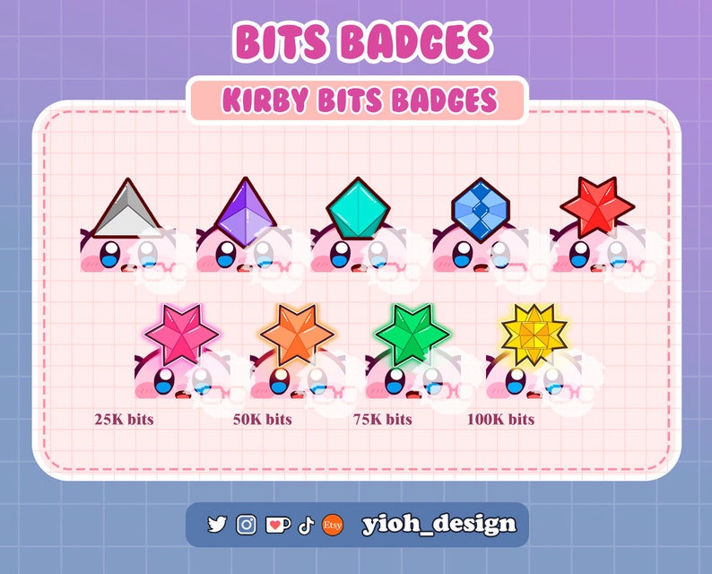 Kirby Bits Badges - Cute Twitch Bits Badges / Bits / Twitch / Youtube ...