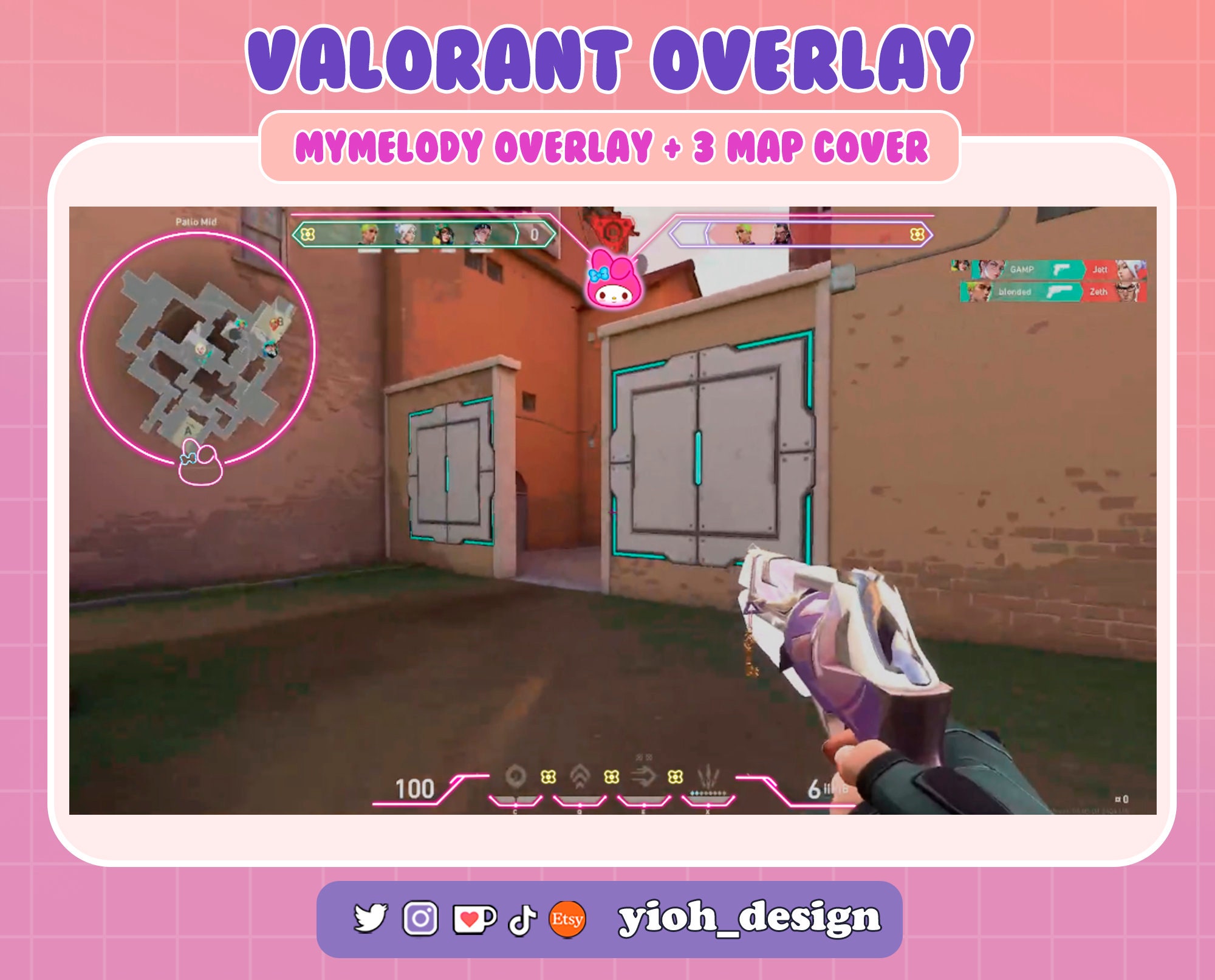 Mymelod Pink Valorant Overlay + 3 Map Cover / HUD Valorant Game / Pink ...