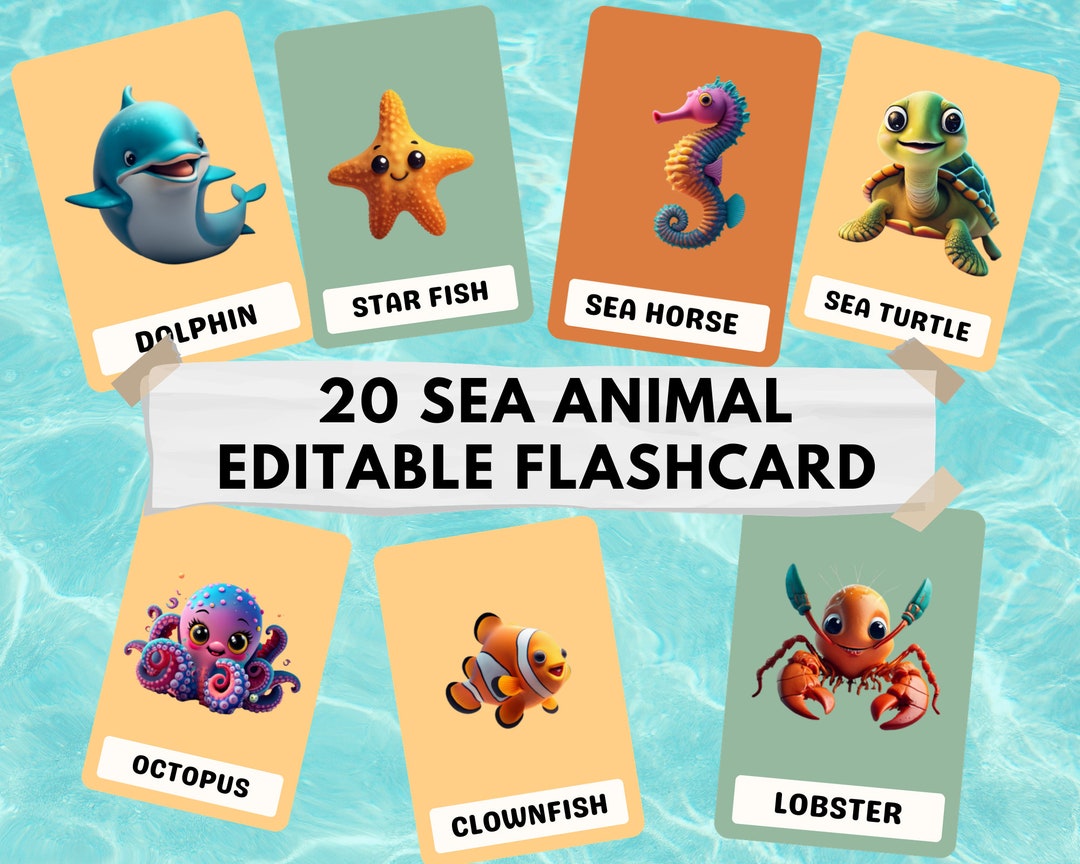Montessori Ocean Animals Flashcards Printable Learning - Etsy