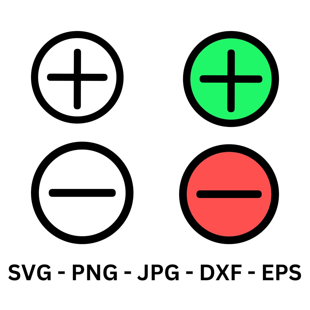 Plus and Minus Instant Download SVG, PNG, EPS, Dxf, Jpg Digital ...