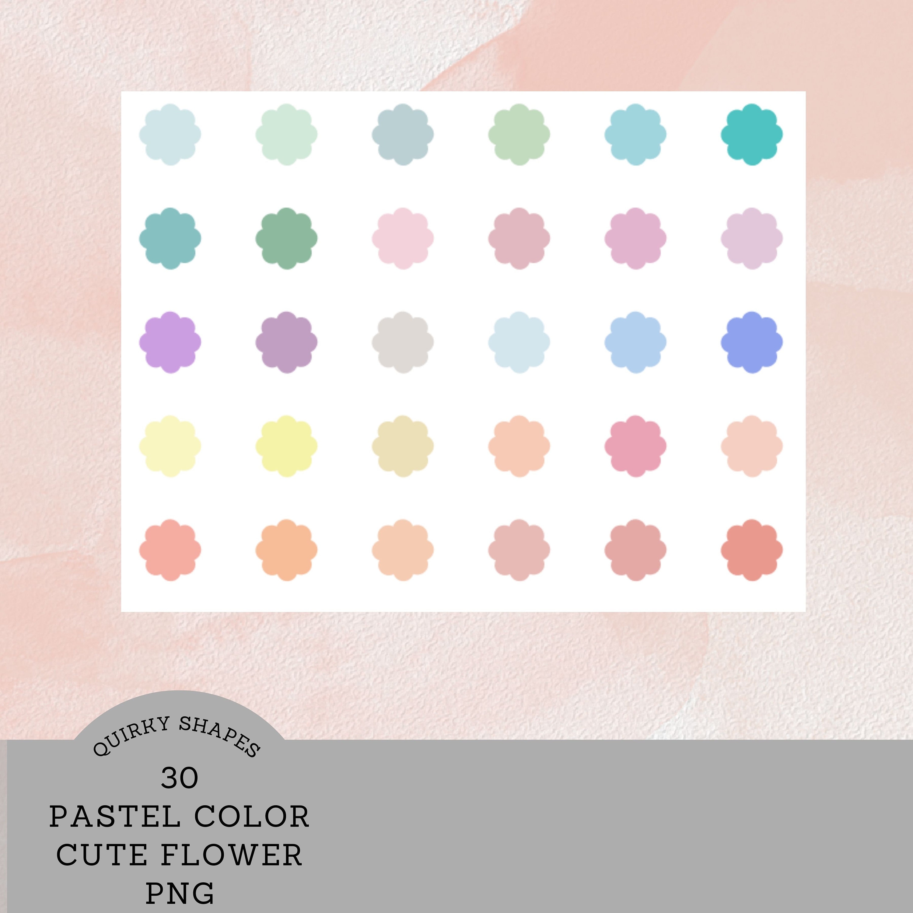 30 Different Pastel Color Cute Flower 30 Shades in PNG Format - Etsy