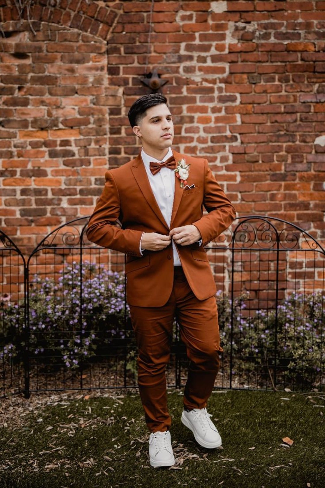 Men's Tuxedo Suit Terracotta Rust Wedding Custom Suit Slim Fit Tailored ...