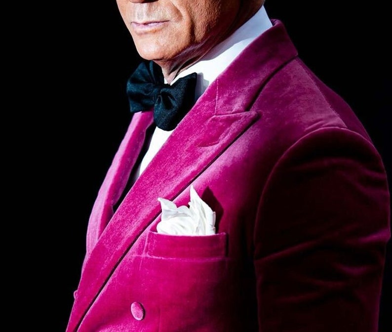 Men Double Breasted Coat Pink Velvet Blazers Dinner Jacket Party Wear ...