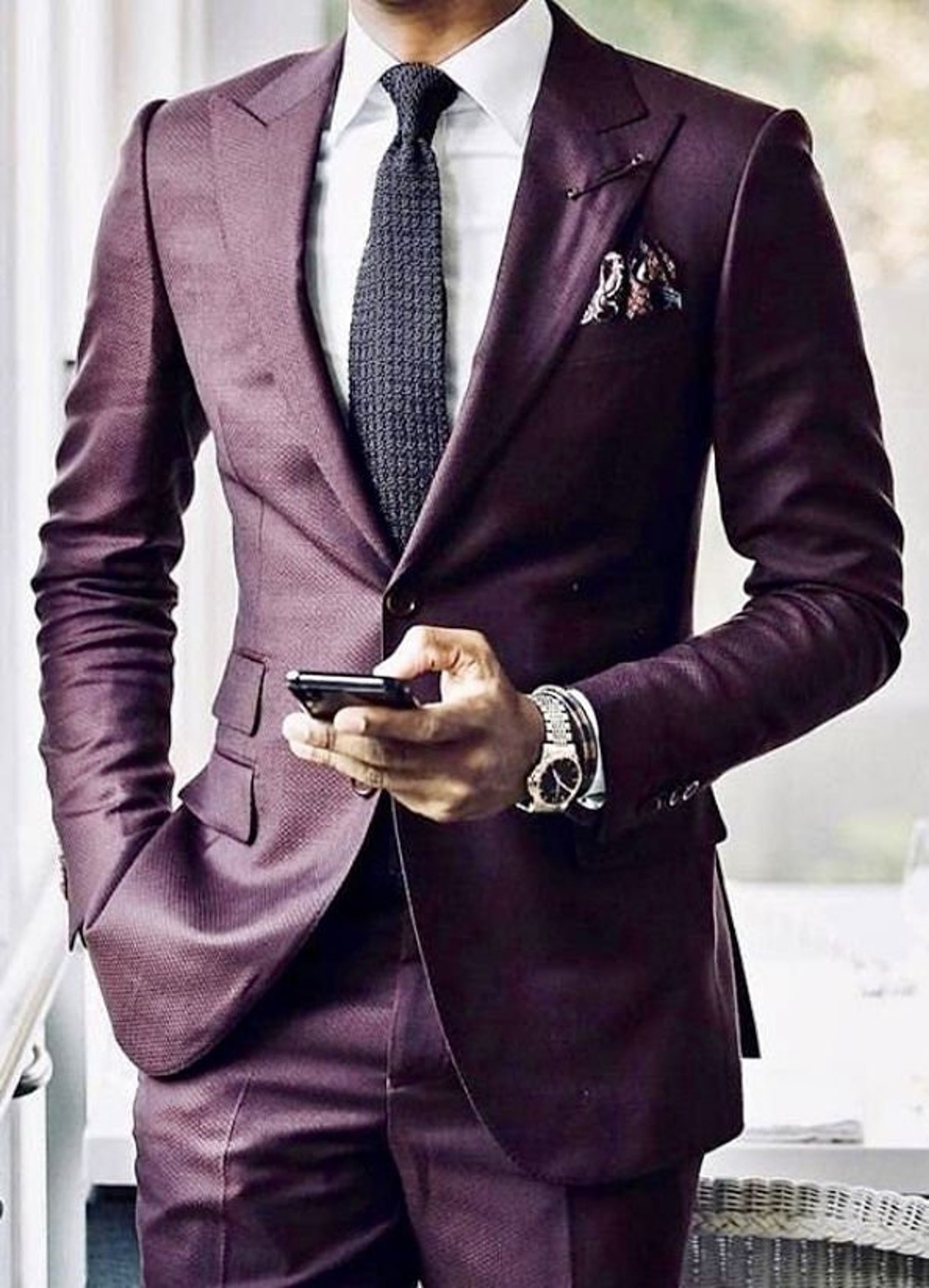 Classic Purple Suit for Men Tailored Fit Wedding & Business Attire ...