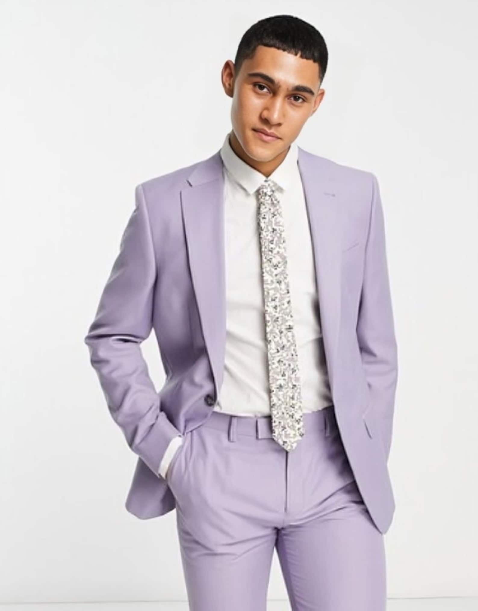 Men Suit Classy Two Piece Lilac Purple Mens Suits for Wedding ...