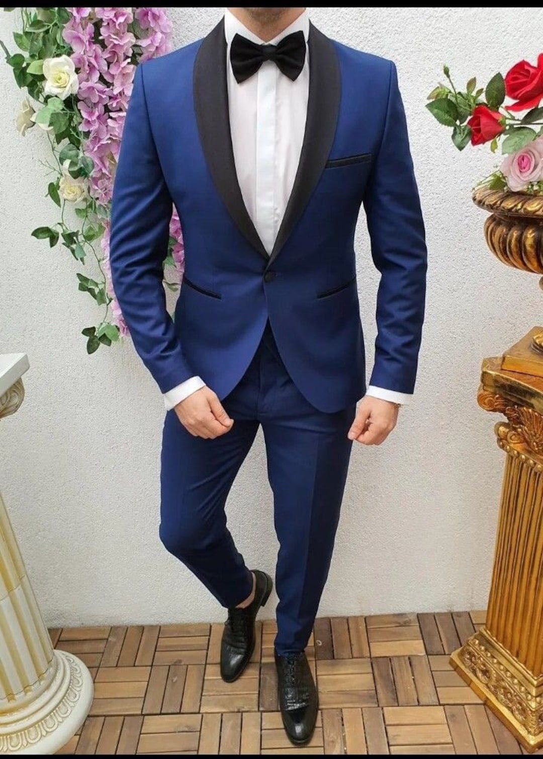 Men Tuxedo Suit Blue Slim Fit Suits Groom Wear Wedding Suits - Etsy