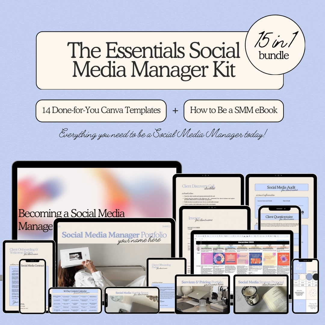 15in1 Social Media Manager Templates Social Media Manager Kit Social ...