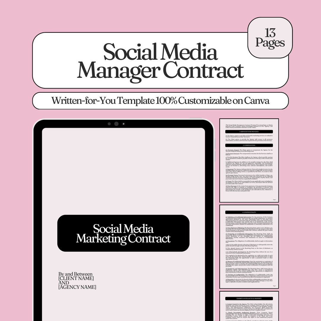 Freelance Social Media Manager Contract Template Social Media Contract ...