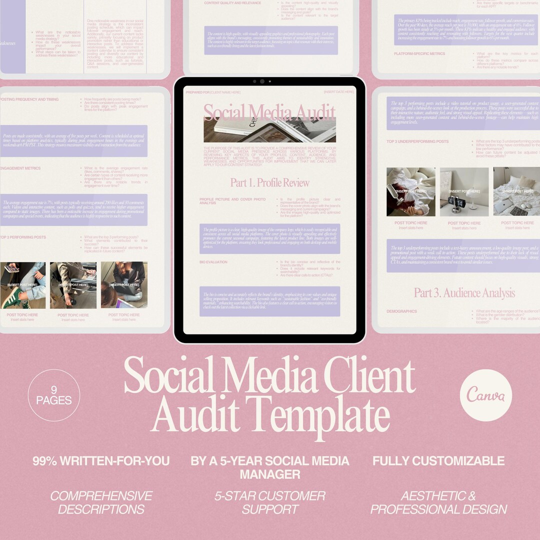 Social Media Audit Template for Freelancer Facebook and Instagram Audit ...