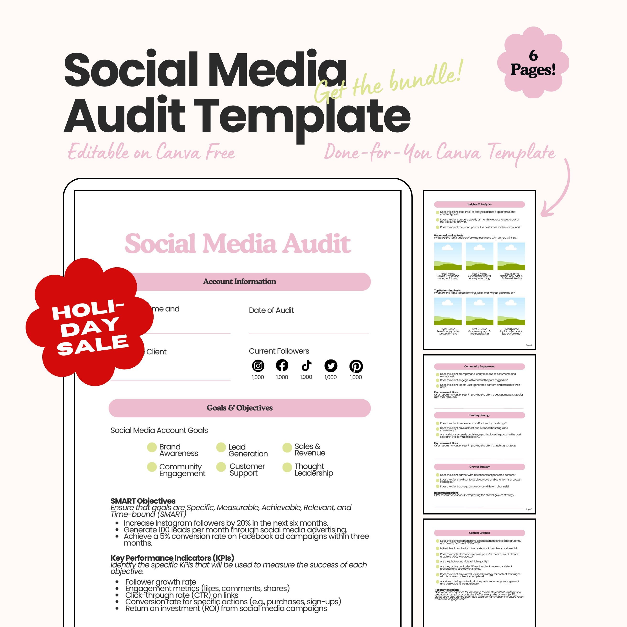 Social Media Audit Template Social Media Manager Social Analytics Audit ...