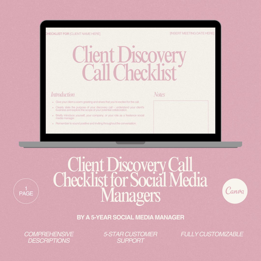 Social Media Client Discovery Call Checklist Guide Discovery Call ...